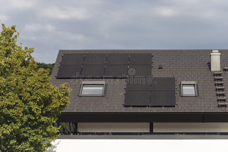 New Building Area Wit Solar Panel on Rooftop Stock Photo - Image of ...