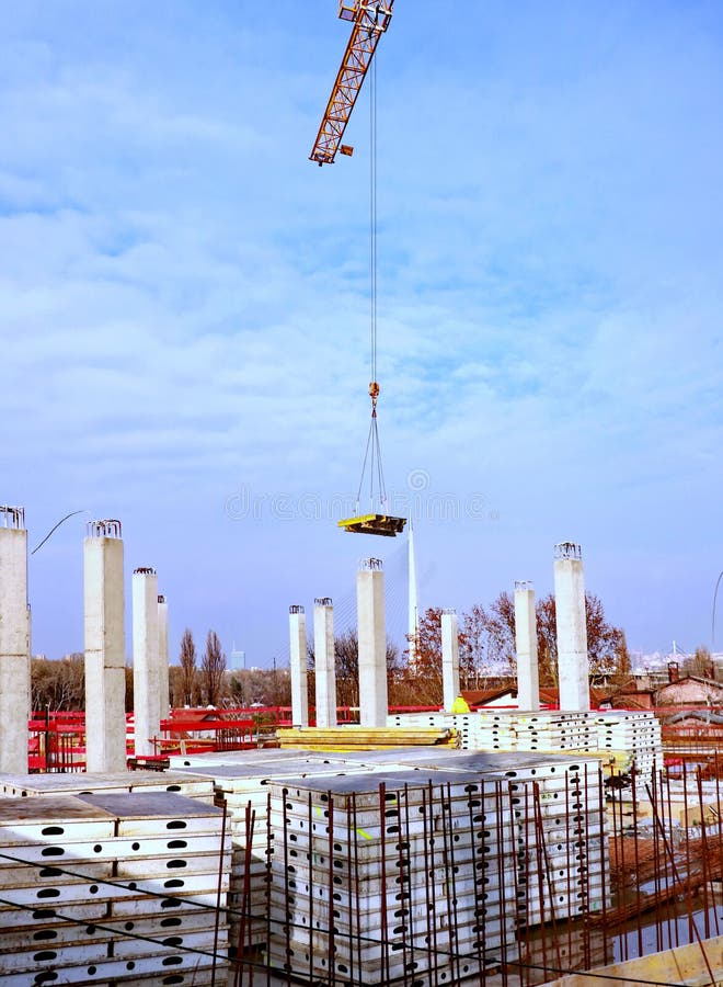 New Building is Being Constructed with Use of Tower Crane Stock Photo ...