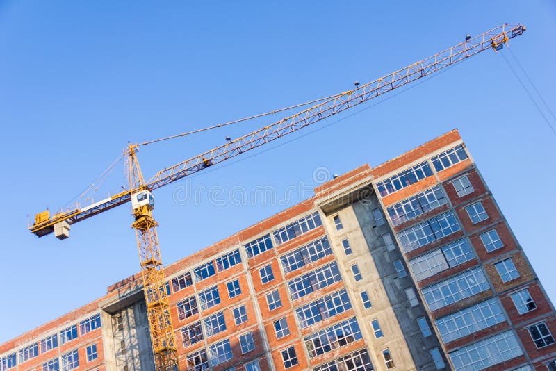 A New Building is Being Constructed with Use of Tower Crane. Jib Stock ...