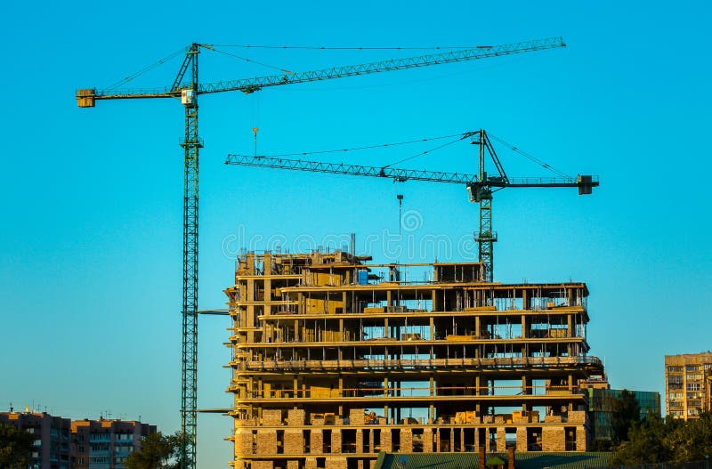 New Building. Construction of New Buildings. Construction Cranes Used ...