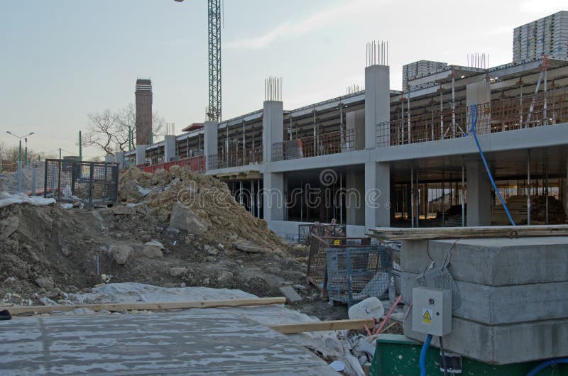 New Building during Construction Stock Photo - Image of wall, office ...