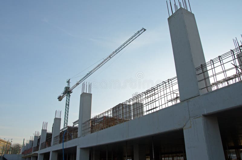 New Building during Construction Stock Image - Image of wall, office ...