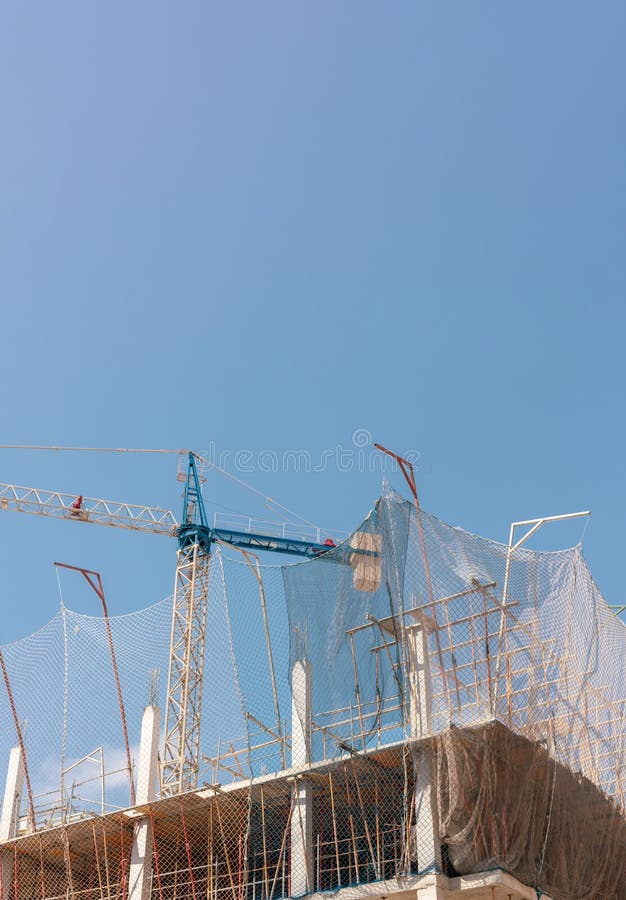 New Building Construction Process. Safety Nets, Structural Beams ...