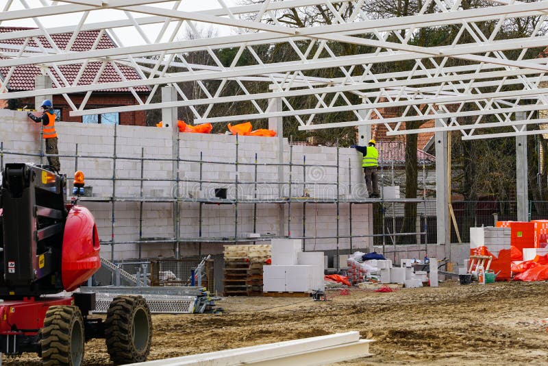 New Building Construction Site, Wall and Roof Constructions Editorial ...