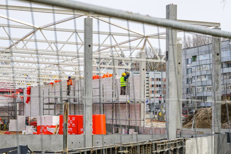 New Building Construction Site, Wall and Roof Constructions Editorial ...