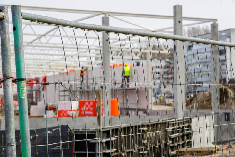 New Building Construction Site, Wall and Roof Constructions Stock Photo ...