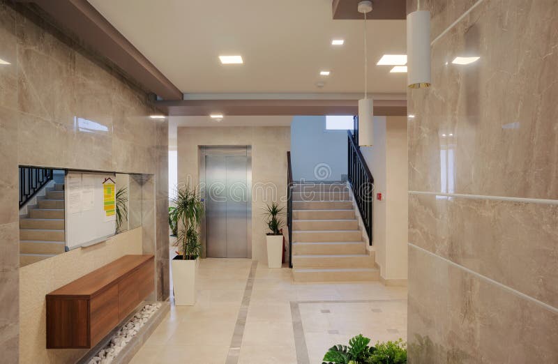 New Building Entrance Hall stock image. Image of living - 248457271