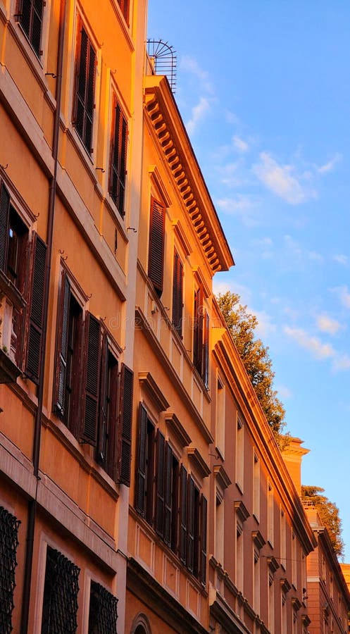 New Building, Rome Italy Streets at Nightfall Stock Image - Image of ...