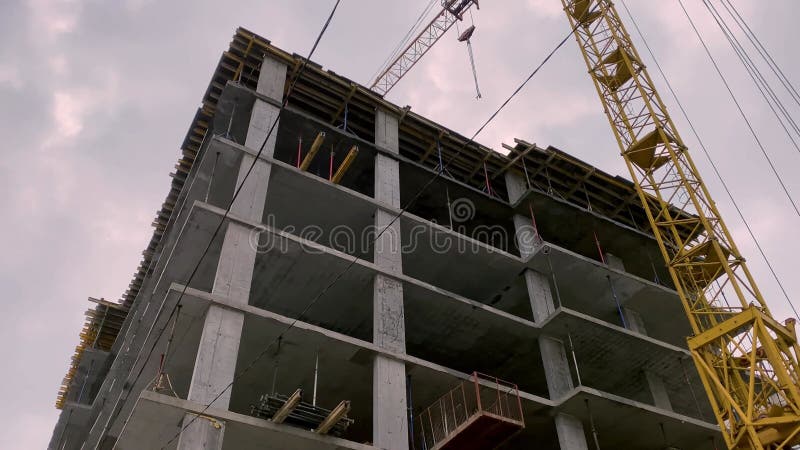 New Building Structure with Crane Stock Video - Video of high ...
