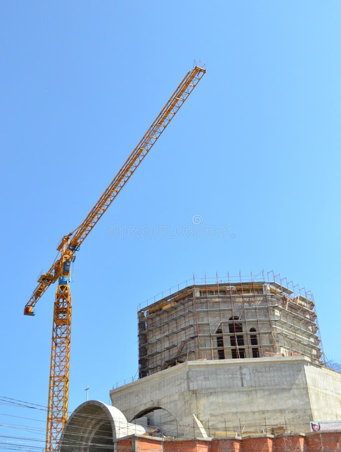 New Building Under Construction with Crane Stock Photo - Image of ...