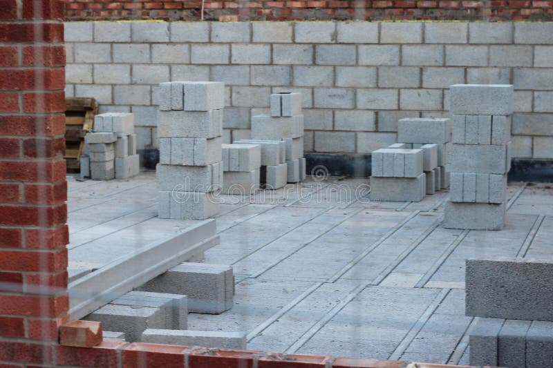 New Building Under Construction, Half Built External Walls with No ...