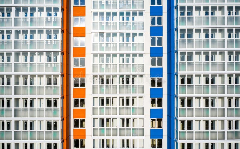 New Building, Wall of a New Panel House with Balconies and Windows ...