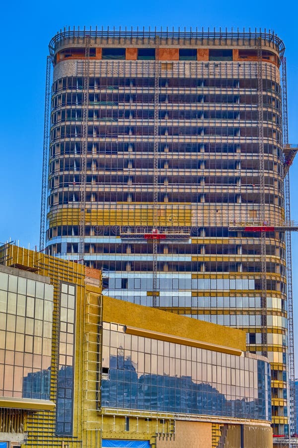 New Bulding Construction Site with Mirror Facade House Structure Stock ...