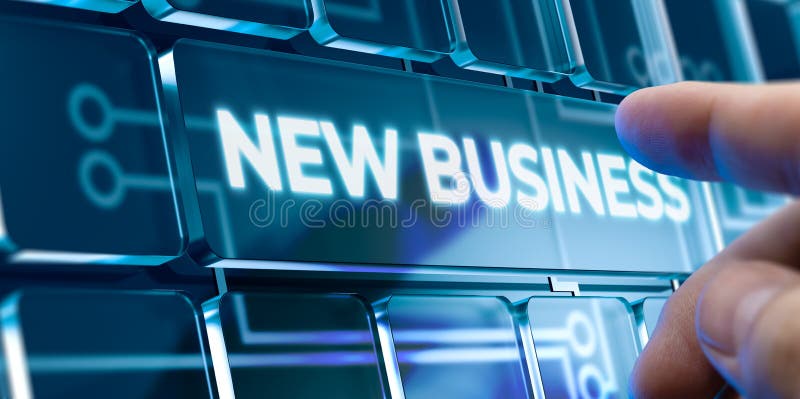 New Business - Man Pushing Button on Futuristic Interface. Stock Image ...