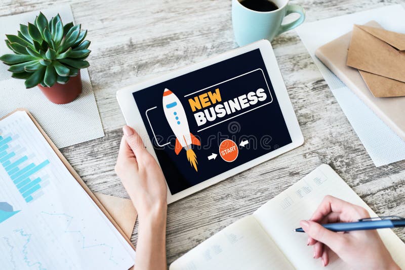 New Business Start Up Concept on Screen. Stock Image - Image of vision ...