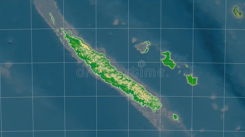 New Caledonia - Physical. Composition, Borders Stock Illustration ...