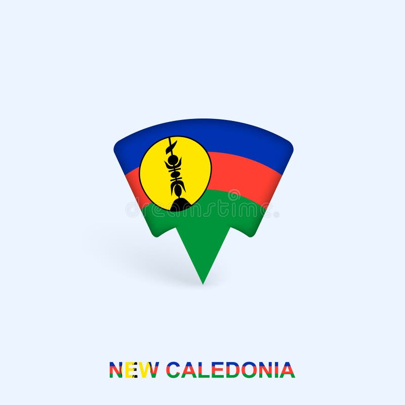 New Caledonia Flag Map Pointer Design with Shadow Stock Illustration ...