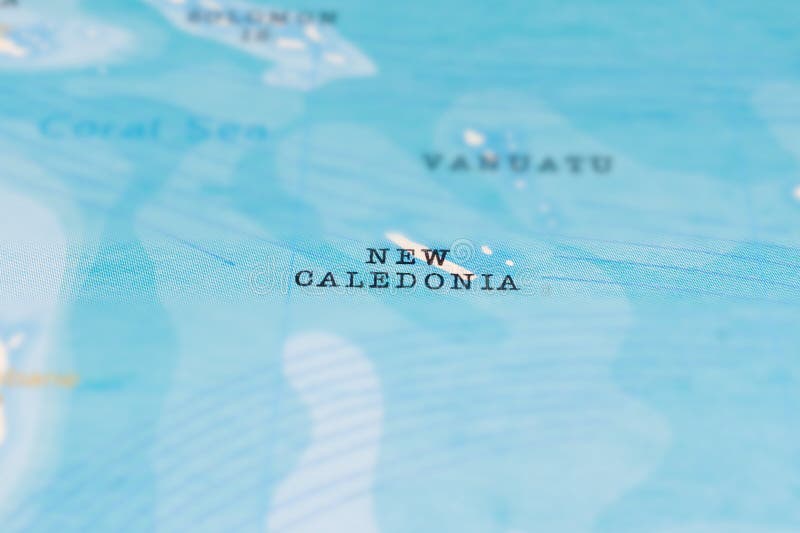 New Caledonia in Focus on a Tilted World Map. Stock Illustration ...