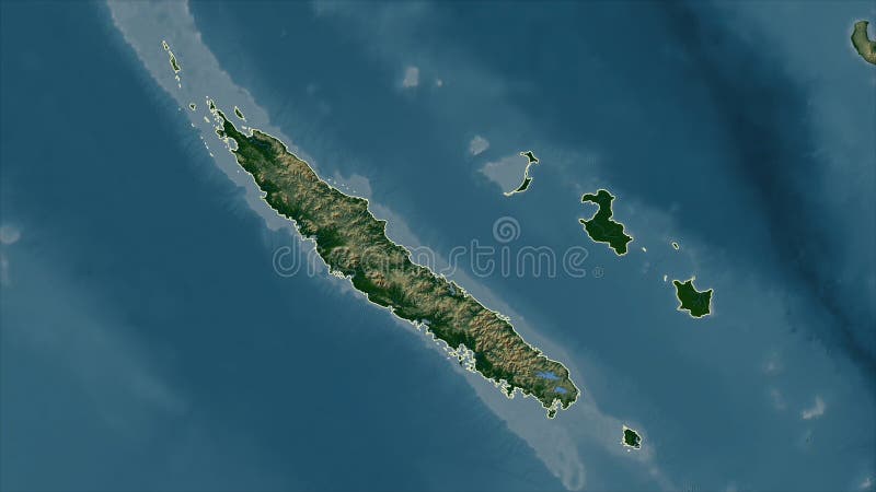 New Caledonia Outlined. Physical Stock Illustration - Illustration of ...