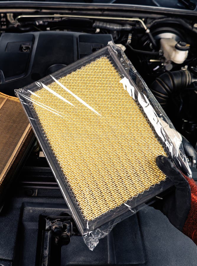 New Car Air Filter Replacing by Auto Mechanic Stock Image - Image of ...