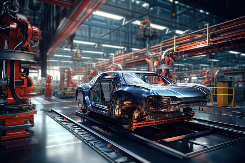 New Car Construction at the Factory. Generative AI Stock Illustration ...