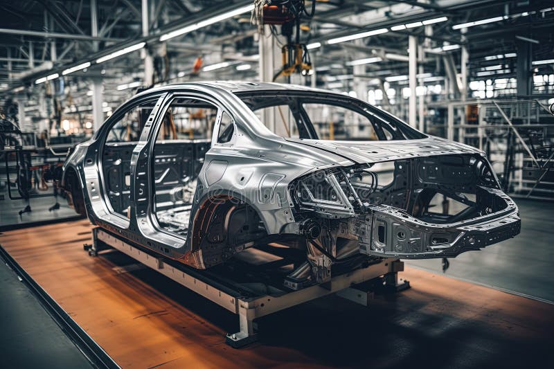 New Car Construction at the Factory. Generative AI Stock Illustration ...