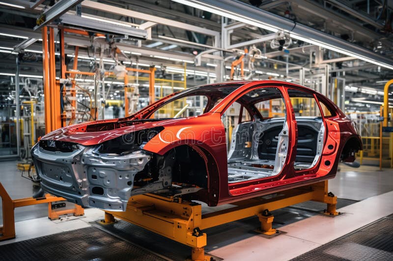 New Car Construction at the Factory. Generative AI Stock Illustration ...