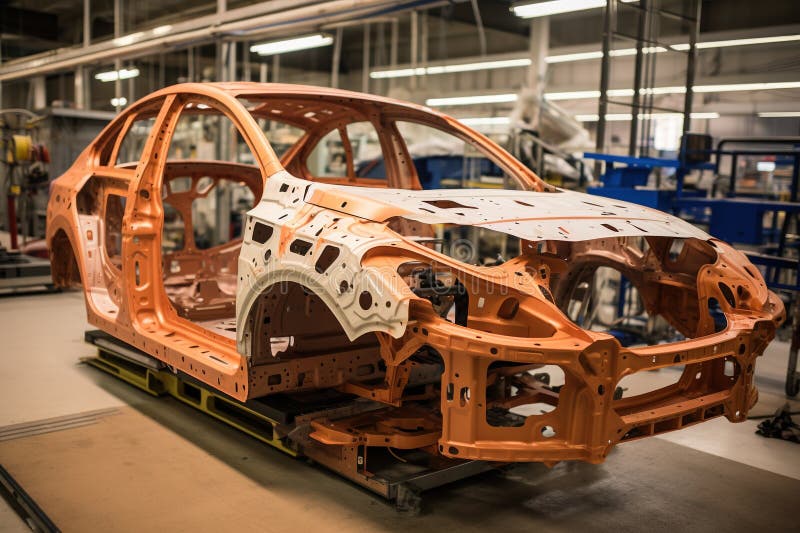 New Car Construction at the Factory. Generative AI Stock Image - Image ...