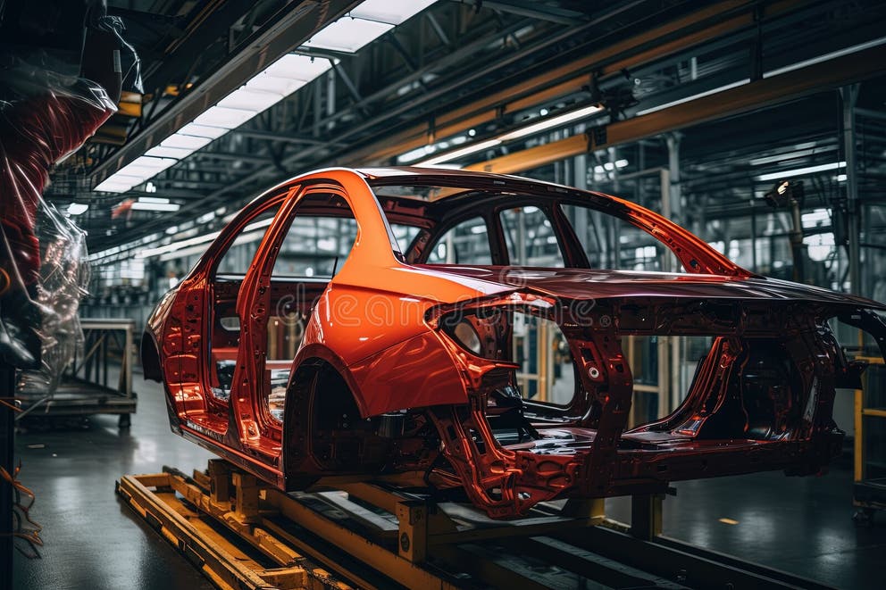 New Car Construction at the Factory. Generative AI Stock Image - Image ...