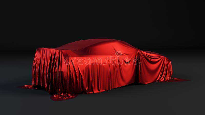 New Car is Covered with Red Drapery Stock Illustration - Illustration ...