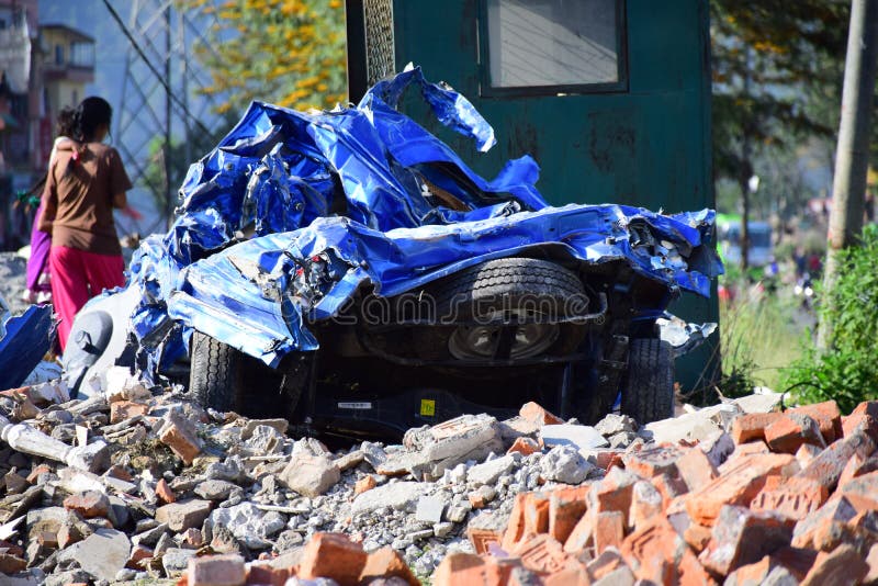 New Car Damage after Earthquake Disaster Editorial Photography - Image ...