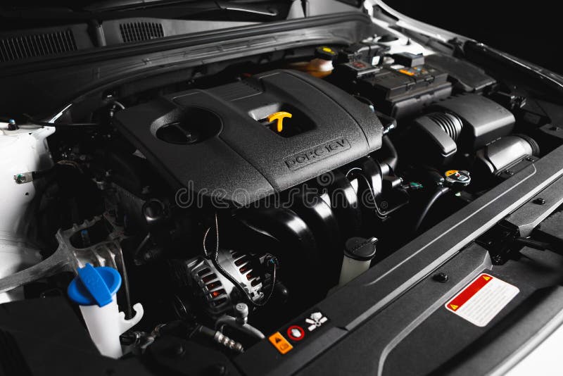 New car engine and parts stock image. Image of closeup - 140460619