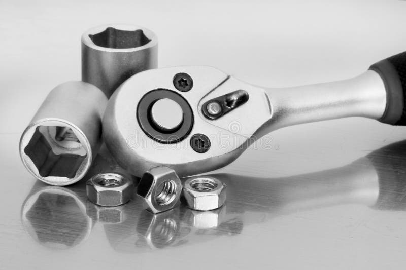 New Car Engine Tools on Metal Background Stock Image - Image of element ...