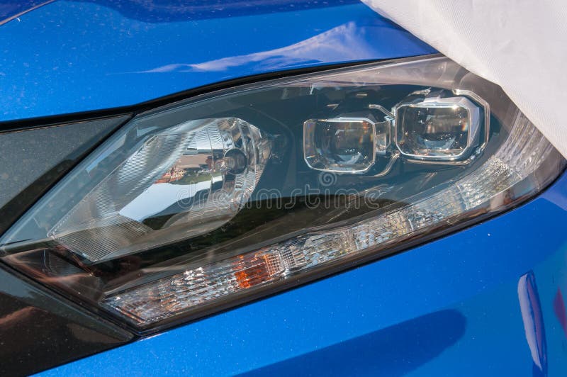 New car headlights. stock image. Image of focus, concept - 99694719