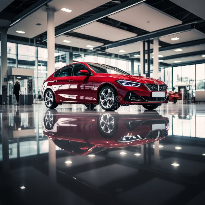 New Car Model Displayed in a Car Showroom, Copy Space Stock Photo ...