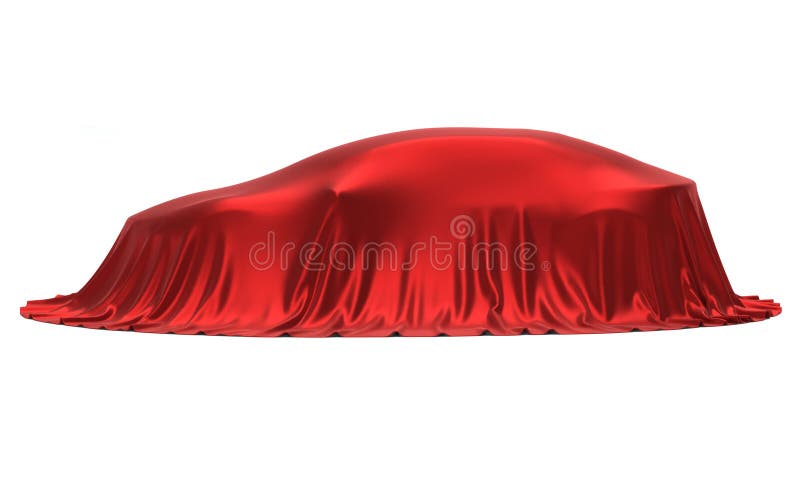 New Car Presentation, Model Reveal, Hidden Under Red Cover, Isolated on ...