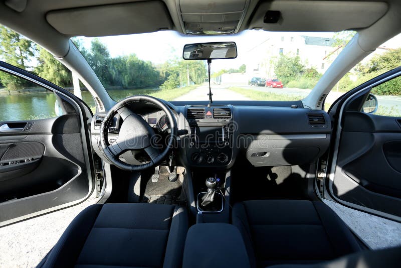 New Car on the Road, Inside View Stock Photo - Image of inside, silver ...
