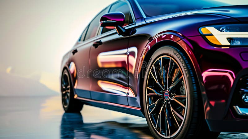 New Car, Sedan Type in Modern Style Isolated on White in Studio. Copy ...