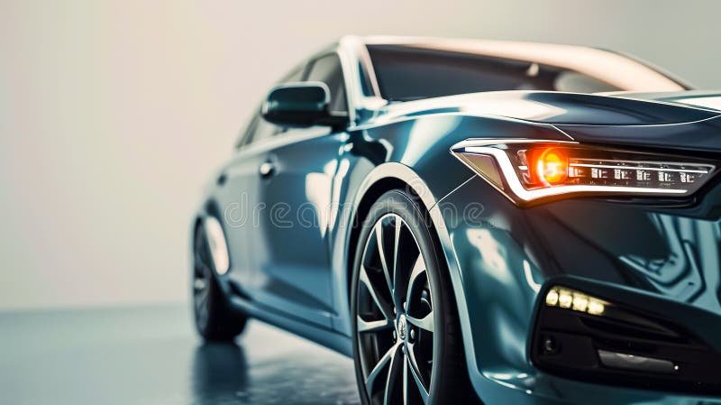 New Car, Sedan Type in Modern Style Isolated on White in Studio. Copy ...