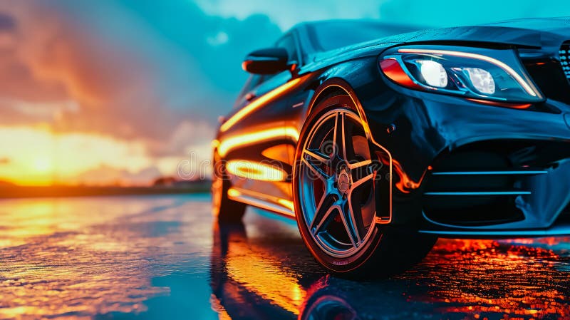 New Car, Sedan Type in Modern Style Isolated on White in Studio. Copy ...