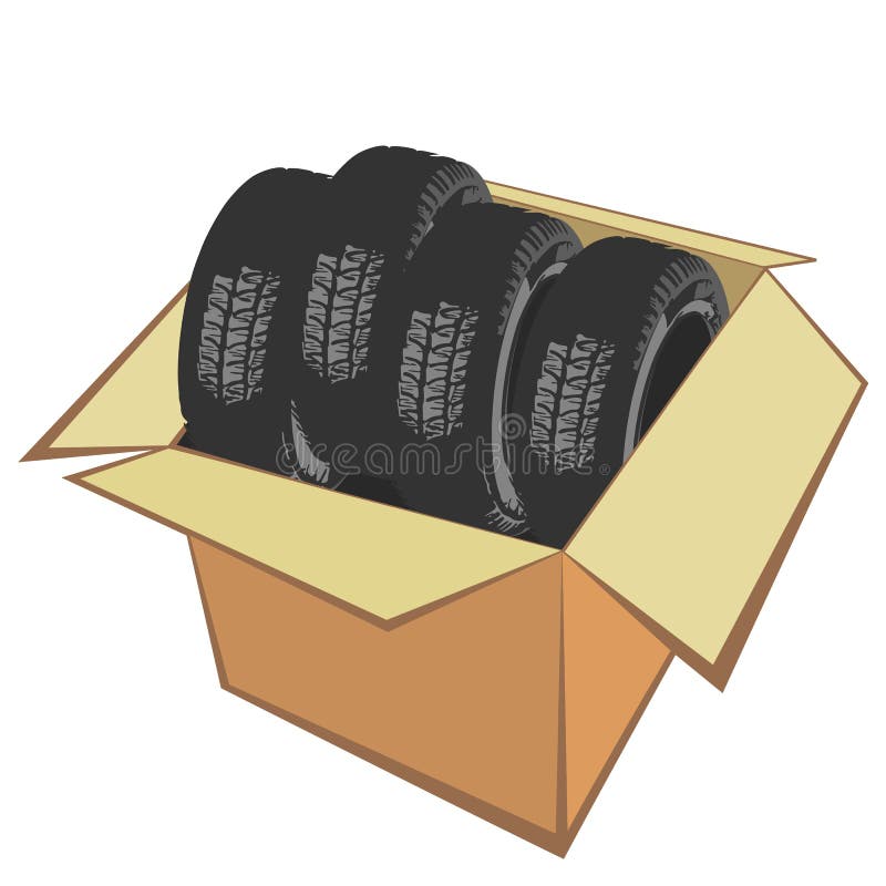 New car tires in the box stock vector. Illustration of modern - 22834779