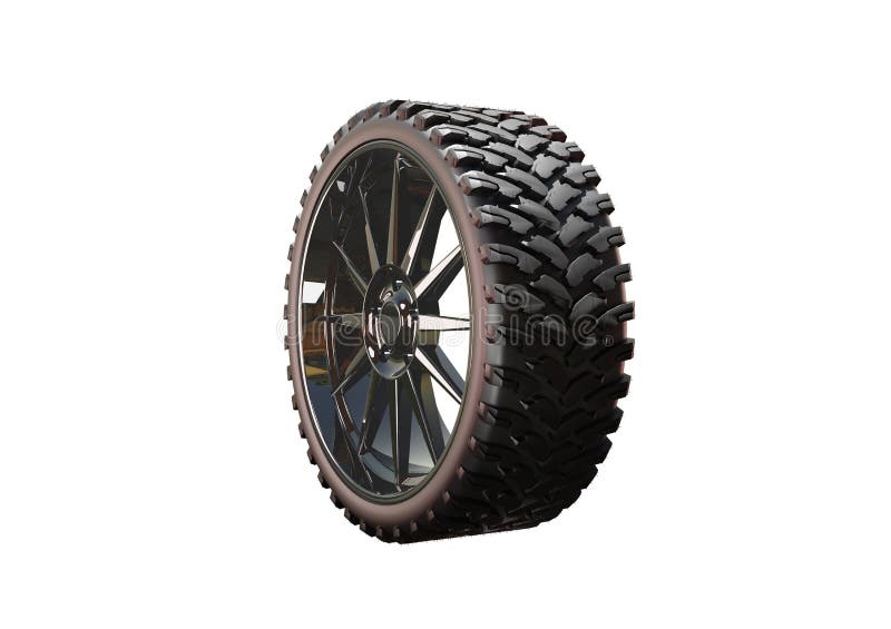 New Car Wheels Set. Isolated on White Background 3d Illustration. Stock ...