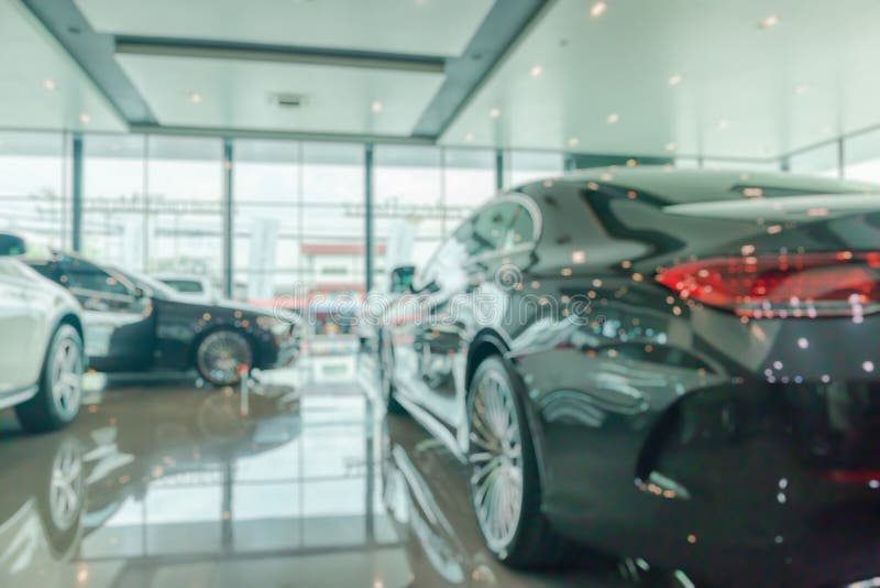 New Cars in Showroom Interior Blurred Abstract Background Stock Image ...