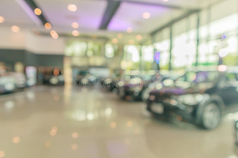 Cars in Showroom Interior Blurred Abstract Background Stock Image ...