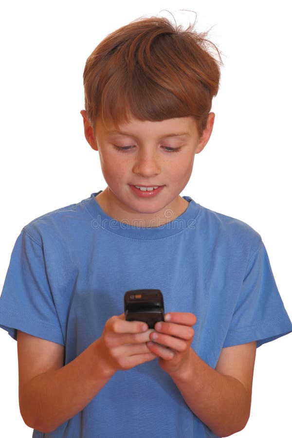 Boy using a mobile phone stock image. Image of child, telephone - 518393