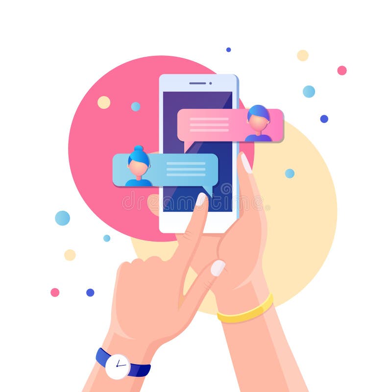 New Chat Messages Notification on Mobile Phone. Sms Bubbles on ...