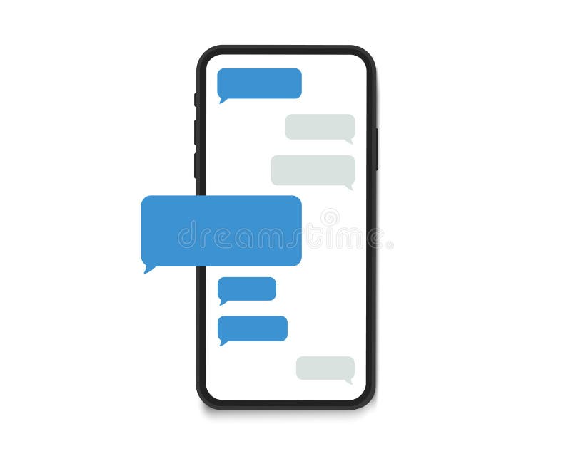 New Chat Messages Notification on Phone Flat Design Messages Bubbles on ...
