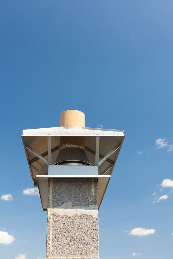 New Chimney Smokestack with Metal Box Closeup. Stock Image - Image of ...