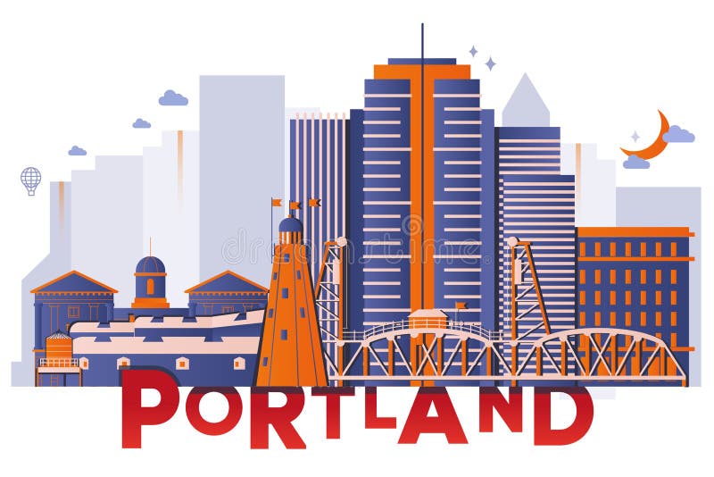 Portland Branding Technology Concept Vector Illustration Stock Vector ...