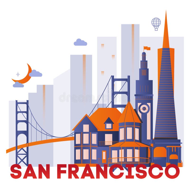 San Francisco Branding Technology Concept Vector Illustration Stock ...